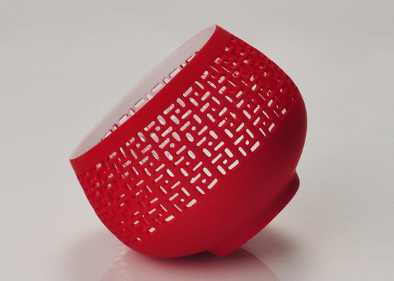 Red Votive Porcelain Candle Holder Bowl / Hollow Ceramic Candle Houses