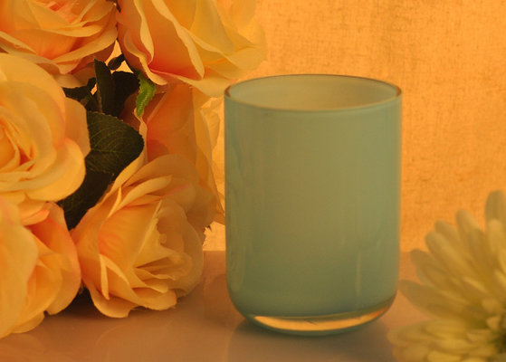 Pillar Wax Glass Blue Candle Holder Wedding Party Empty Candle Jar