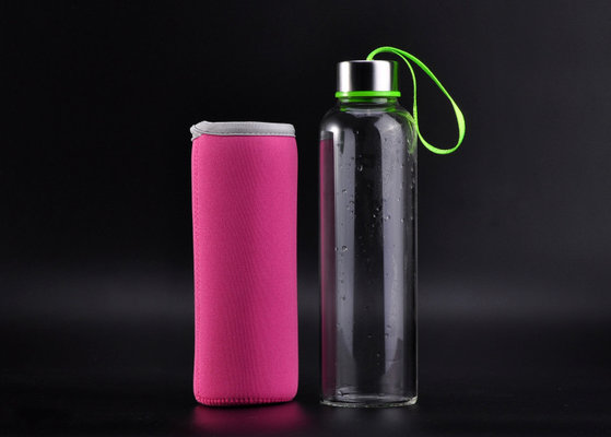 Nice High Double Wall Borosilicate Glass sports bottle , cotton protective clothing