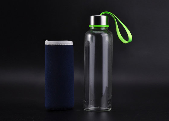 Sport joyshaker drinking bottle Double Wall Borosilicate Glass with colorful sleeve