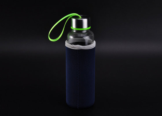 Sport joyshaker drinking bottle Double Wall Borosilicate Glass with colorful sleeve