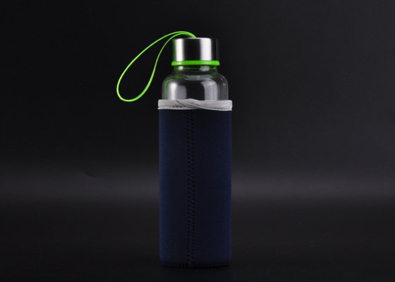Sport joyshaker drinking bottle Double Wall Borosilicate Glass with colorful sleeve