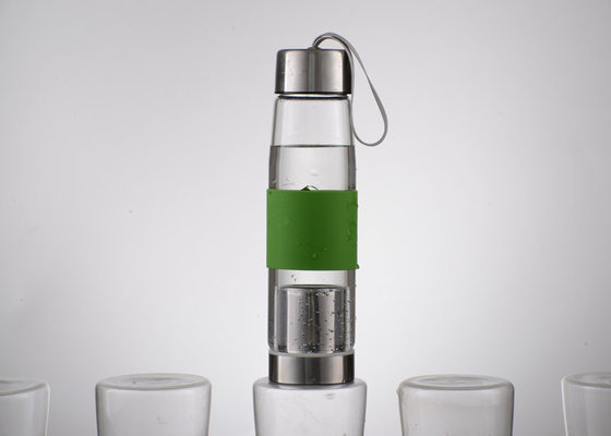 Custom Double Wall Borosilicate Glass Water Bottle Infuser , insulated glass drinking glasses
