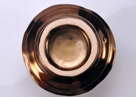 Golden electroplating Ceramic Candle Holder spiral debossed pattern