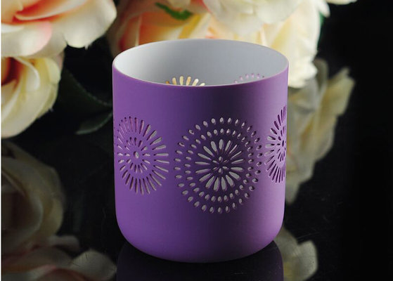 Purple pattern Porcelain Candle Holder Bowl / Hollow Ceramic Candle Houses