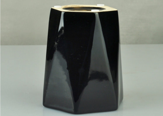 Reusable Black Color Hexagon Ceramic Candle Holder For scented Candle