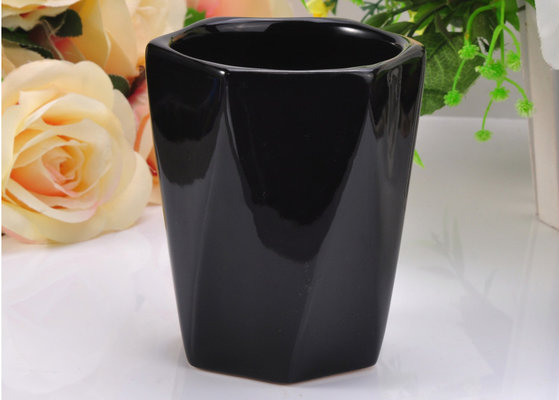 Reusable Black Color Hexagon Ceramic Candle Holder For scented Candle