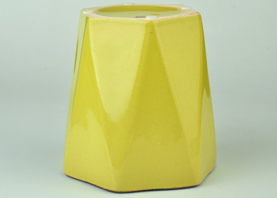 Hexagon Shape yellow contemporary Ceramic Candle Holder Color Glazed For scented Wax
