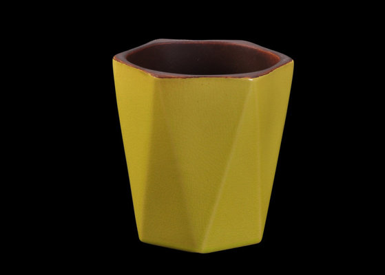 Hexagon Shape yellow contemporary Ceramic Candle Holder Color Glazed For scented Wax