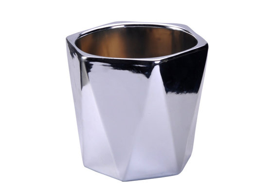 Electroplating Finish Color Hexagon Ceramic Candle Holder / Jar Environmental friendly