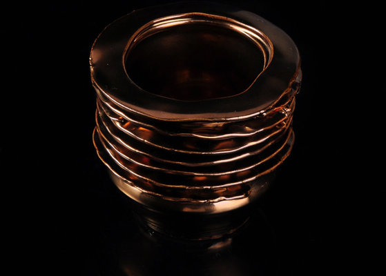 218ml Copper Electroplated Ceramic Candle Jars , bathroom candle holders Copper Glazed