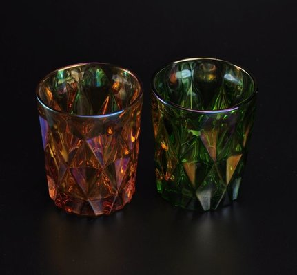 Colorful Glass Candle Jar Decorative Glassware With Color Ion Plating Finish