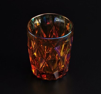 OEM Ion Plating Decorative Glassware Candle Container , Decorative Glass Jars In Green Brown