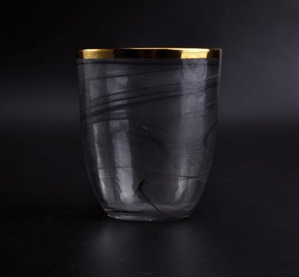 Hand Blown Votive Candle Holder With Gold And Dust Cloud Finish