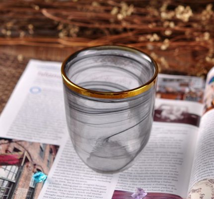 Hand Blown Votive Candle Holder With Gold And Dust Cloud Finish