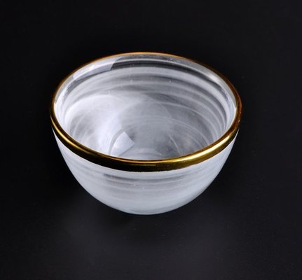 Gold Edge Decorative Glassware Glass Candle Bowl With Dust Cloud Color