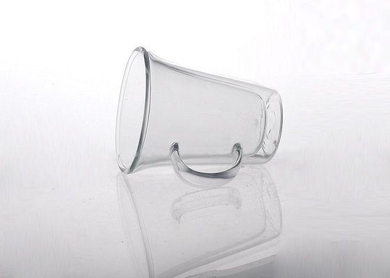 Handblown Heat Resistant Clear Double Wall Glass Cups With Handle