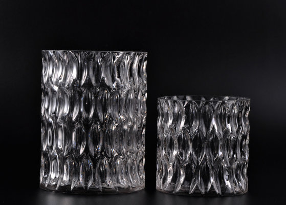Crystal Round Sunken Surface Glass Candle Jar Glass Candlestick Holders