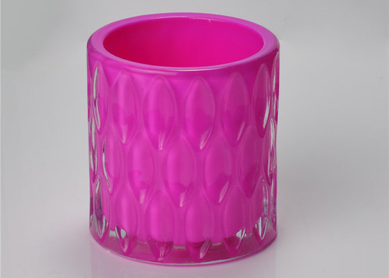 Custom Rose Luxury Glass Candle Holder Debossed / Embossed Candle Jars