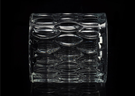 Custom Rose Luxury Glass Candle Holder Debossed / Embossed Candle Jars