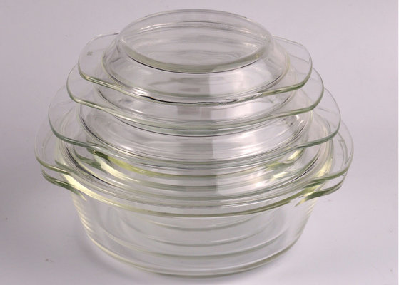 Pyrex Glass Tableware Clear Glass Oven Bowls with Lid , 4 Sizes Heat Resistant Eco-friendly