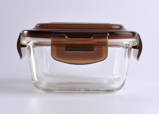 290ml Square Clear Glass Food Storage Containers With Color Lid Used In Oven
