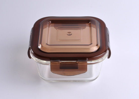 290ml Square Clear Glass Food Storage Containers With Color Lid Used In Oven