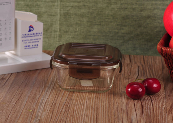 290ml Square Clear Glass Food Storage Containers With Color Lid Used In Oven