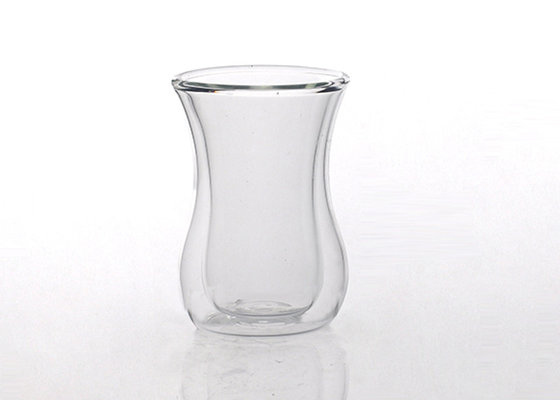 Insulated Wine Glasses Double Wall Borosilicate Glass For Juice / Beer