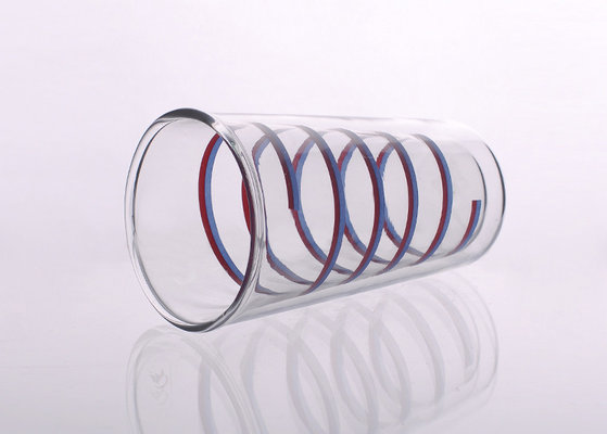 Elegant Double Wall Borosilicate Glass Ribbon Decal Inside Decoration Glass Juice Cups