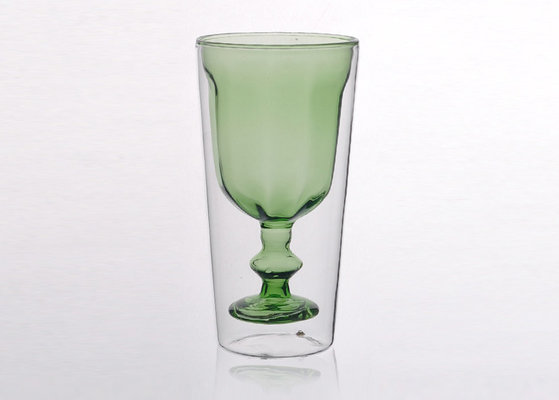 Creative Handmade Stemware Double Wall Wine Glasses Light Green Colored