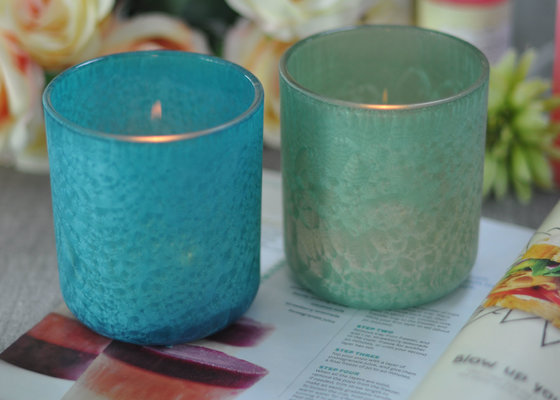 Beautiful Wedding Gift Feather Painted Glass Candle Holders Decorative Candle Jars