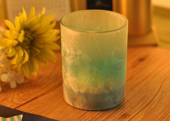 Luxury Glass Candle Holders Beautiful Feather Painted Candle Holders For Decoration
