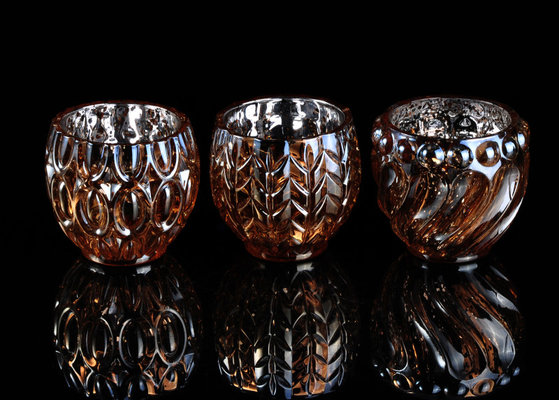 315ml Dimpled Shape Glass Candle Jars with Color Sprayed Electroplated Effect
