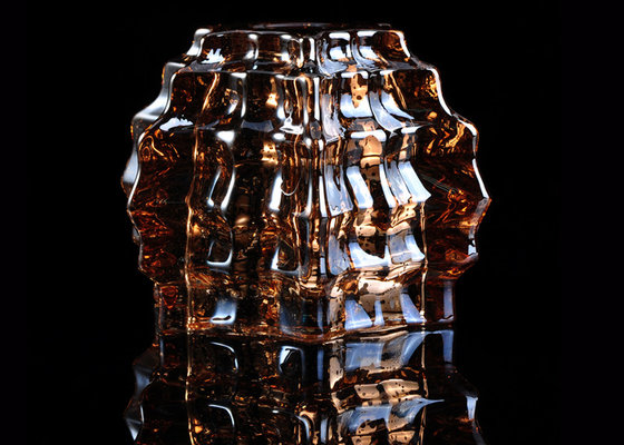 355ml Hexagon Shape Mercury Glass Candle Holders Color Sprayed Inside