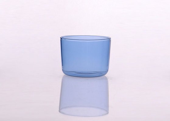 Colored high borosilicate pyrex double wall drinking glasses , Light blue