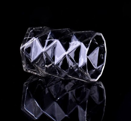 Mouth Blown Clear Diamond small glass votive candle holders / Candle Jar