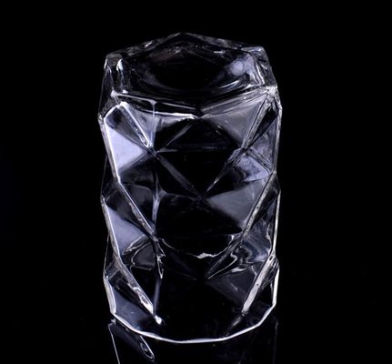 Mouth Blown Clear Diamond small glass votive candle holders / Candle Jar