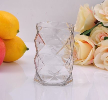 Mouth Blown Clear Diamond small glass votive candle holders / Candle Jar