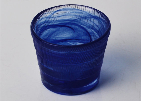 Birthday handmade blue glass candle holder , 70ml glass candle jars