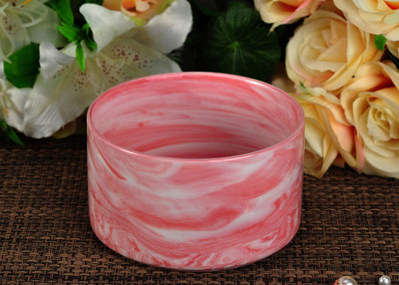 Round Tealight Holder Pink Marble Ceramic Candle Jars for Home Decor