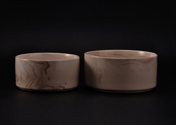 Customized Brown Marbel Ceramic Candle Jars with Different Sizes and Color Available