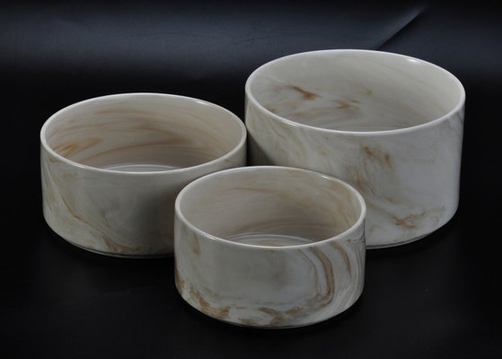 Customized Brown Marbel Ceramic Candle Jars with Different Sizes and Color Available