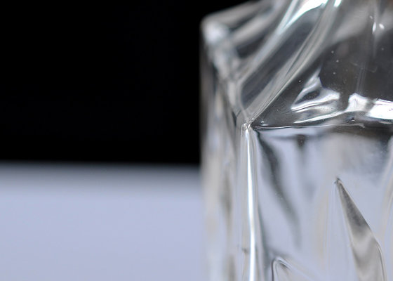 Superior embossed clear Glass Wine Bottles with cork lid , Machine made