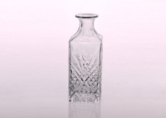 Superior embossed clear Glass Wine Bottles with cork lid , Machine made