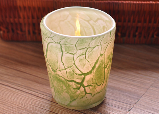 Create modern glass candle holders green leaf pattern , 280ml Capacity