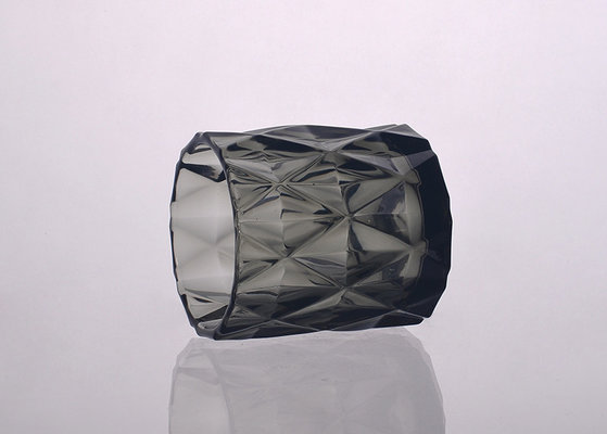 Handmade Candle Holders Glass , Dimond Glass Candle Jar Customed Color