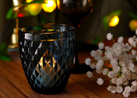 Mouth Blown Glass Candle Holders For Wedding , Candle Glass Containers