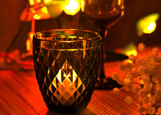 Mouth Blown Glass Candle Holders For Wedding , Candle Glass Containers