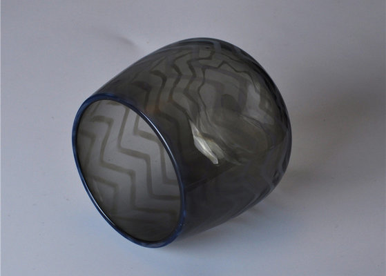 Small Mouth Blown Glass Candle Holders , Grey Glass Tealight Candle Holders